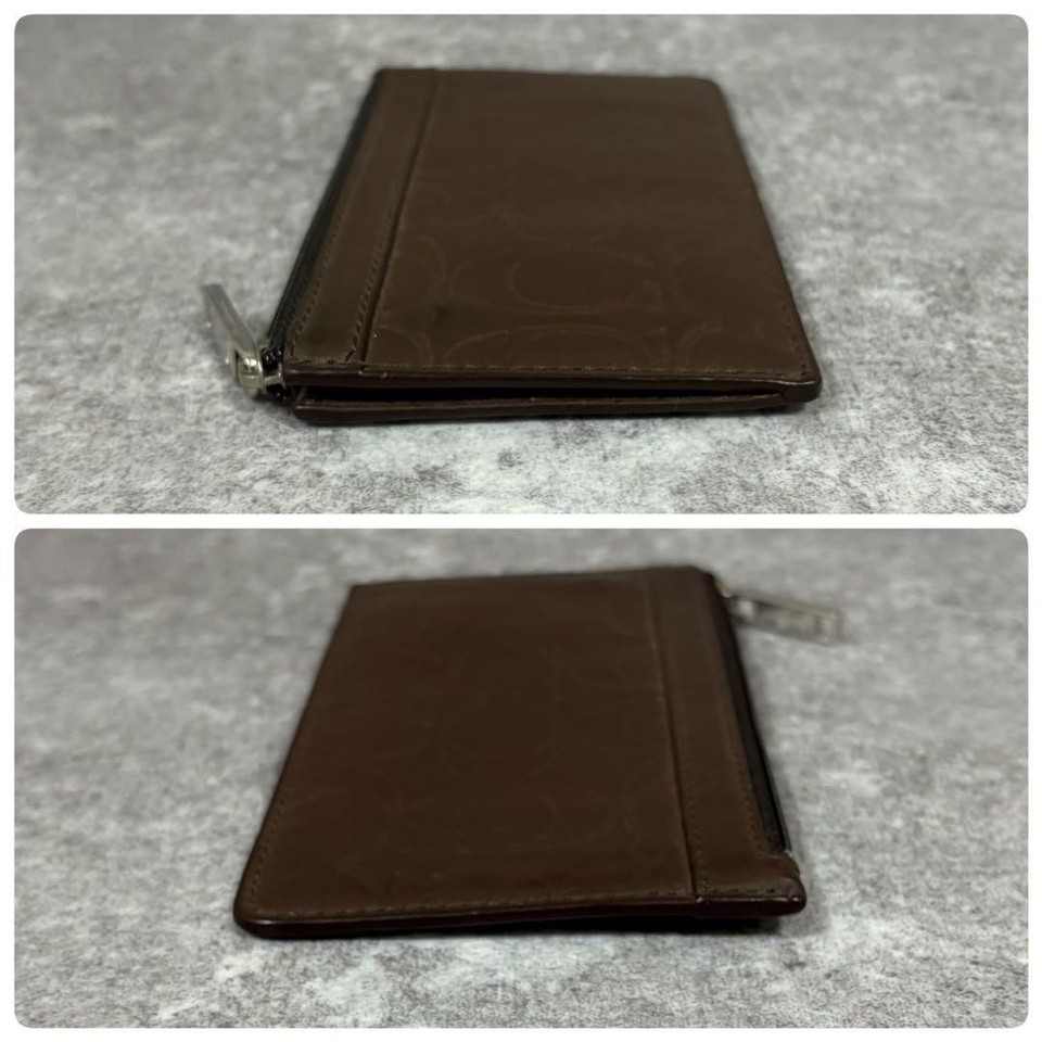 COACH Signature Card Case PVC Leather Embossed Pink Excellent | eBay