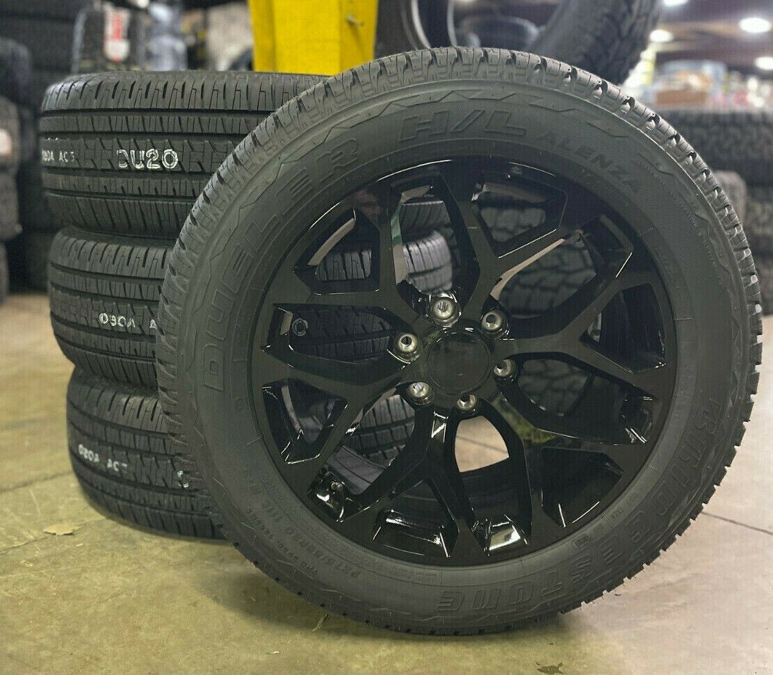 4 20x9 OE Snowflake Reps Wheels 32" Bridgestone Tires 6x5.5 Chevy ...