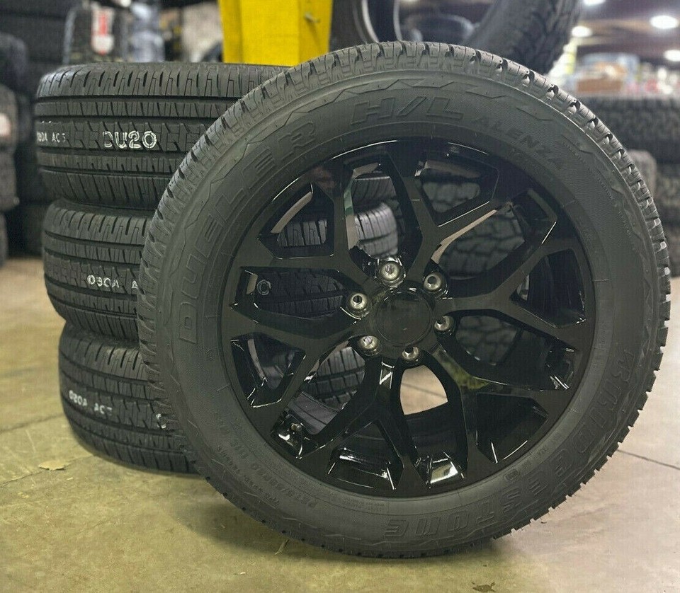 4 20x9 OE Snowflake Reps Wheels 32" Bridgestone Tires 6x5.5 Chevy ...