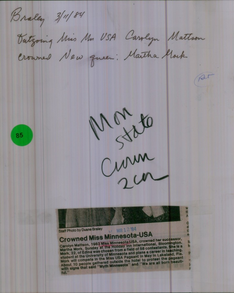 LG787 1984 Original Duane Braley Photo CAROLYN MATTSON Miss Minnesota ...