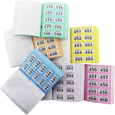 10 x 1000 Raffle Tickets Coloured Borders Unique Serial Numbers ...