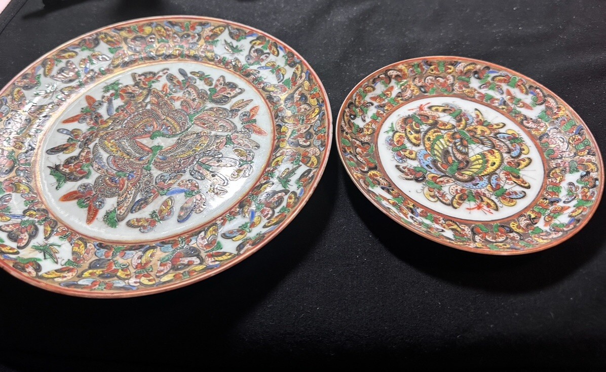 Rose Canton Butterfly Plate China porcelain Qing dynasty | eBay