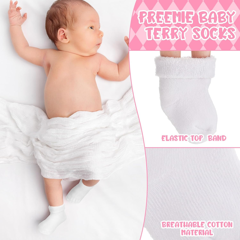 Toulite 20 Pairs Preemie Socks Cotton Preemie Socks Preemie Baby Terry ...