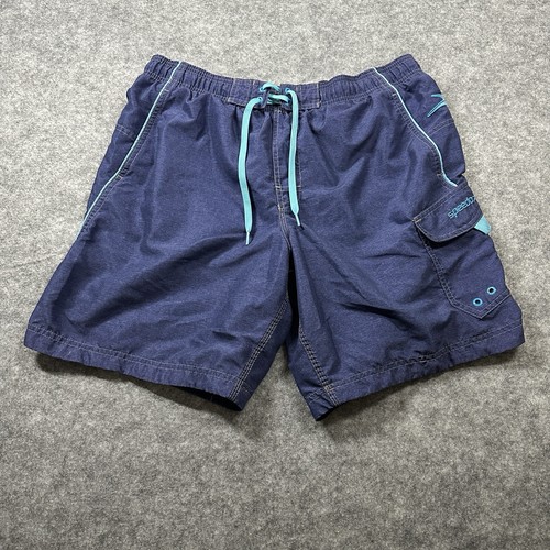 Speedo Swim Trunks Mens 34x8 Blue Beach Mesh Lined Pockets Drawstring ...