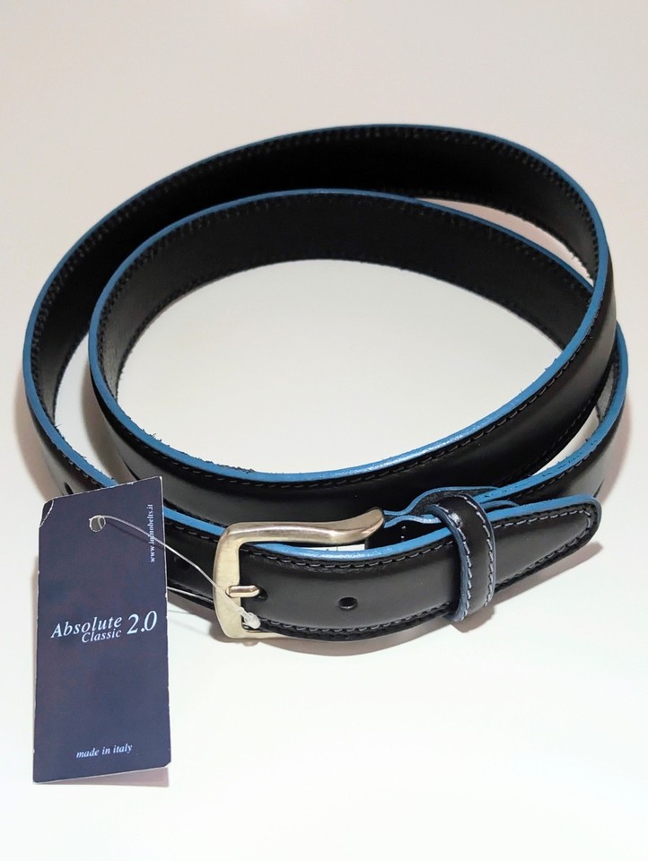 Absolute Classic 2.0 Italian Leather Belt Blue Trim Made in Italy New ...