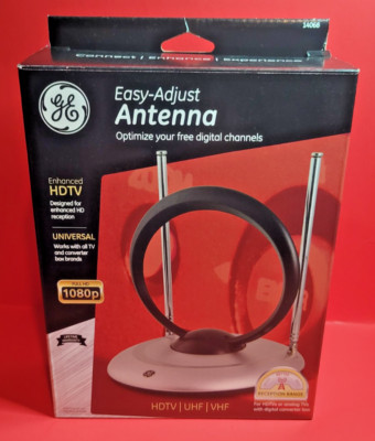 TV Antenna GE Easy Adjust Indoor Full HD 1080p Universal HDTV/UHF/VHF ...