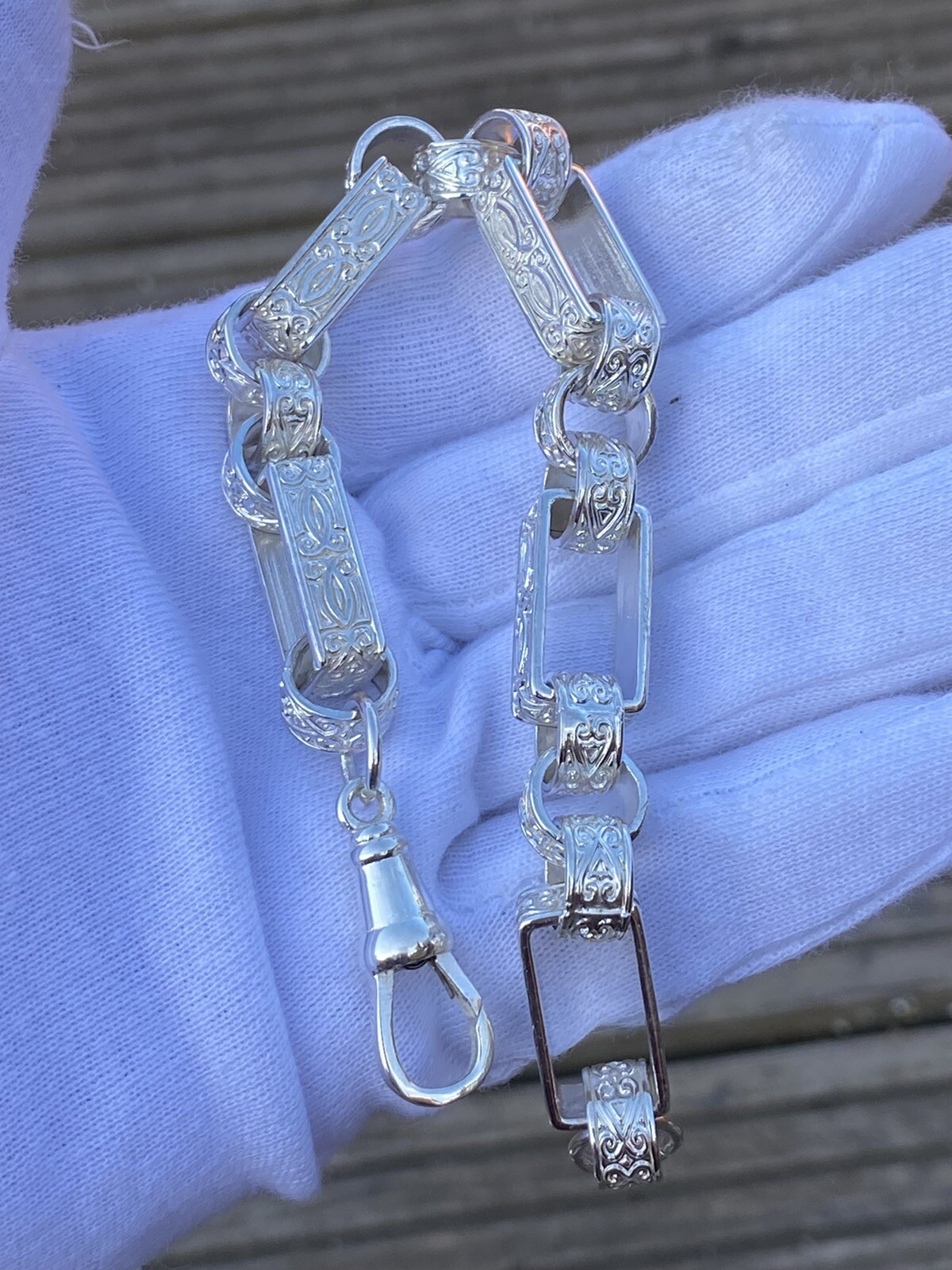 Sterling Silver Men’s Bracelet Gypsy Box Link Belcher Solid Gents Heavy ...