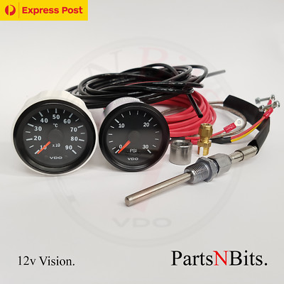 VDO 12v PYROMETER PYRO EGT GAUGE KIT AND 30 psi BOOST GAUGE VDO LINE ...