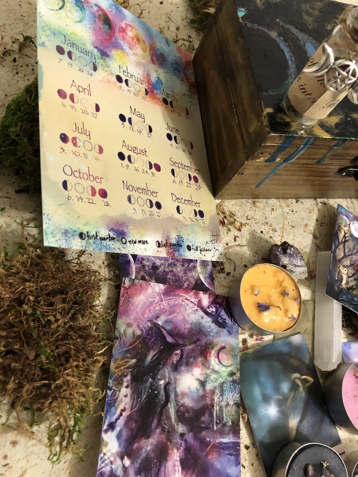 Handmade Moon Phases Witch Box - 45pc Witch Set - Full Witch Altar ...