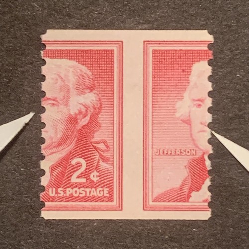 5/717 US Stamp Scott #1055 2c Rare dramatic Perf Error MNHOG Great EFO ...