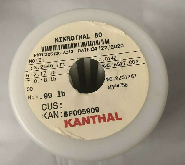 Kanthal Nikrothal 80 Resistance Wire 27 AWG / 1.97 LB Ref a for sale ...