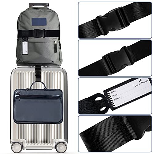 3PCS Travel Belt for Luggage with a Luggage Tag, Adjustable Luggage ...