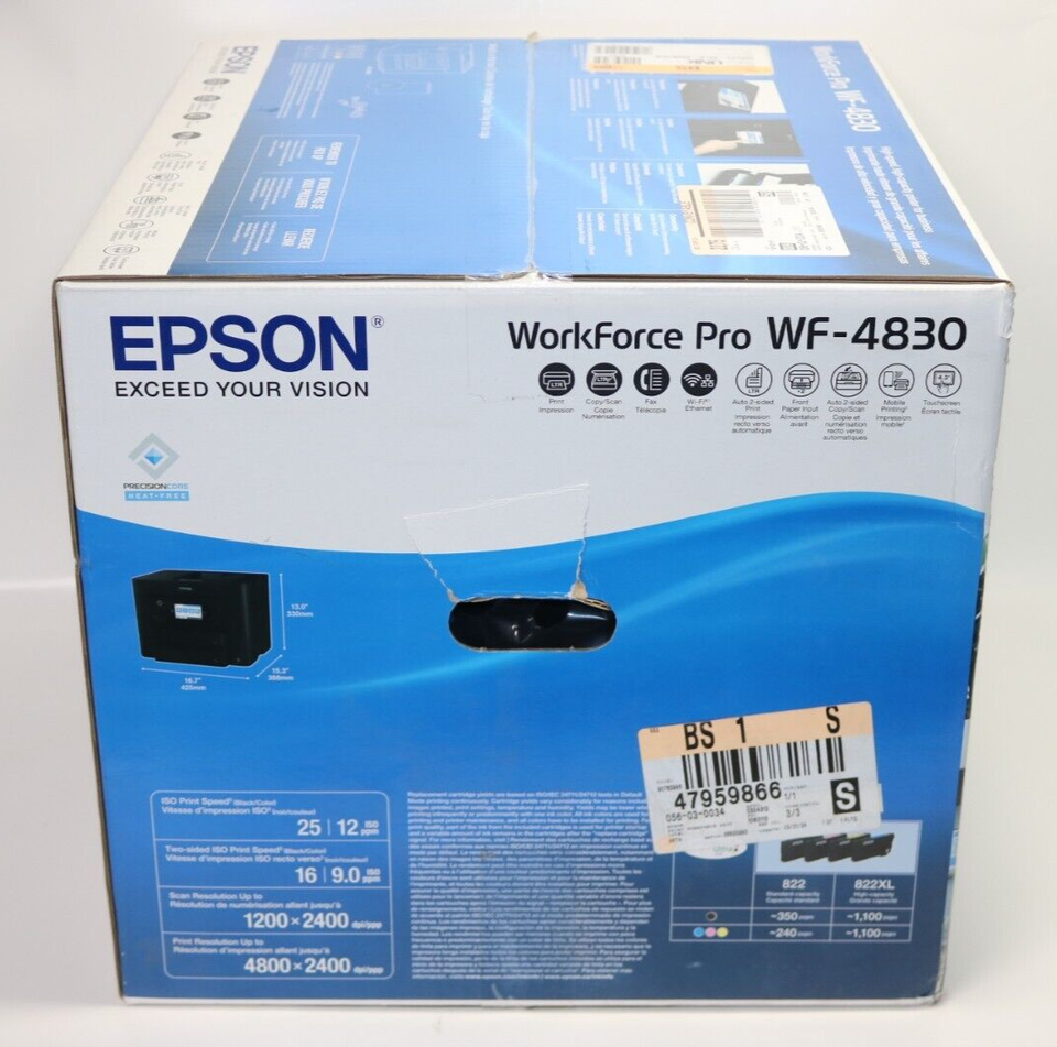 Epson Workforce Pro WF-4830 Inkjet Color All-In-One Printer - Brand New ...