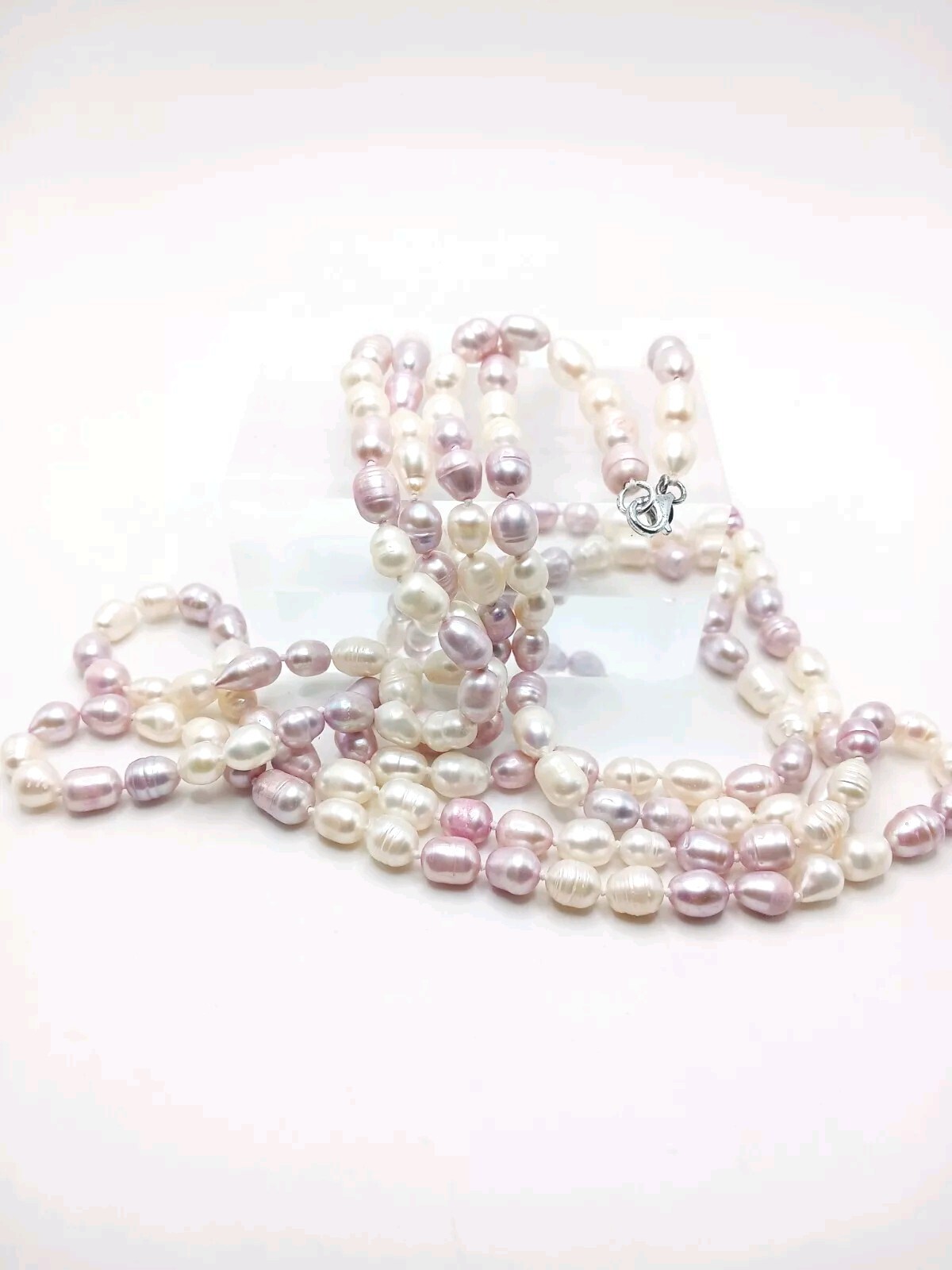 Qvc GSJ Sterling Freshwater Soft Pink Purple White Pearl Necklace 64 ...