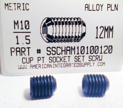 M10-1.50X12MM HEX SOCKET SET SCREWS CUP POINT ALLOY STEEL BLACK (20) | eBay