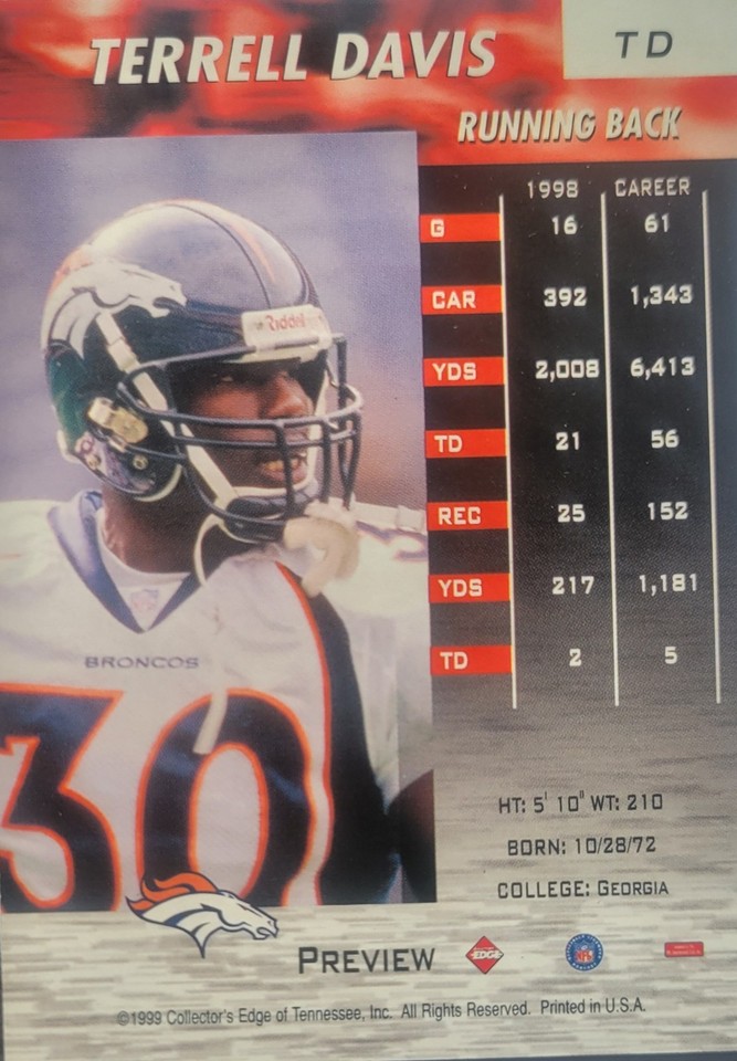 Terrell Davis Card Lot Insert Preview Card FREE SHIPPING | eBay