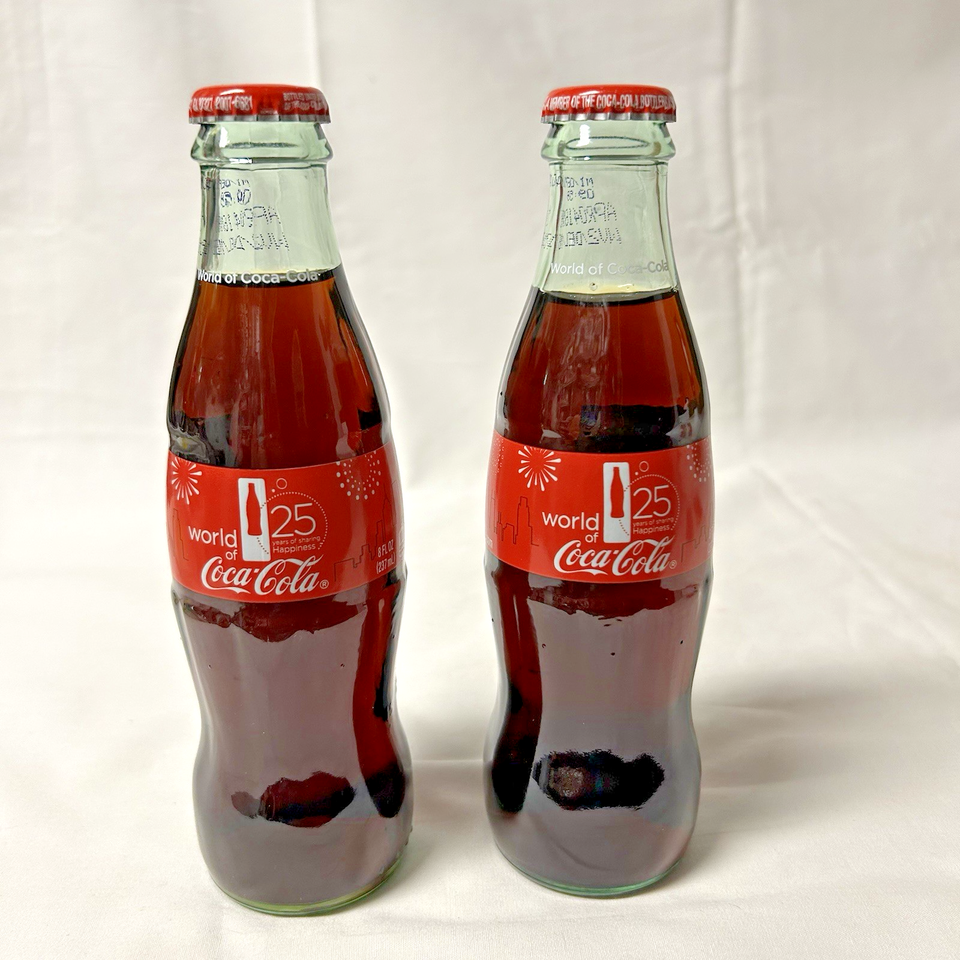 Lot Of 2 World Of Coca-Cola "25 Years Of Happiness" Bottle 8oz Full ...