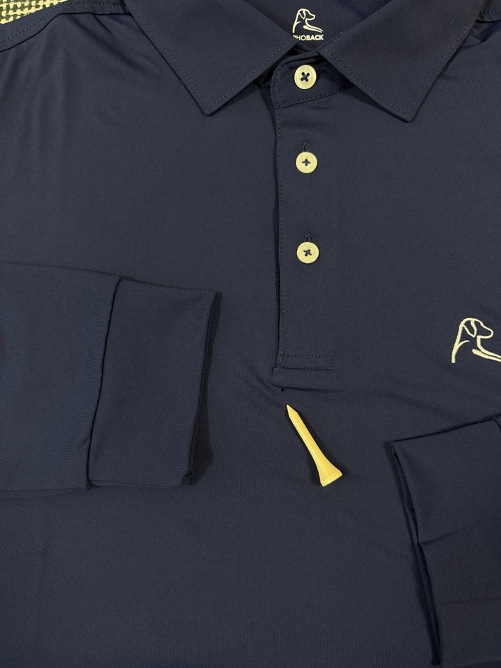 Rhoback Solid Navy Long Sleeve Performance Polo sz L | eBay