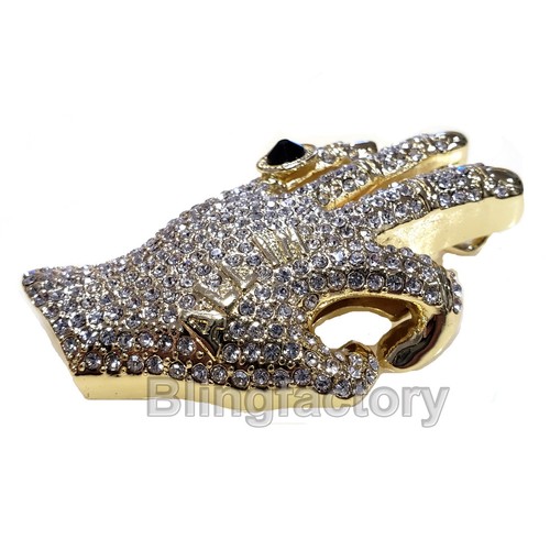 HIP HOP ICED LAB DIAMOND GOLD PLATED PIMP HAND OK ALL IN LARGE CHARM ...