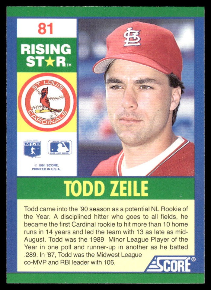 1991 Score 100 Rising Stars Todd Zeile #81 St. Louis Cardinals | eBay