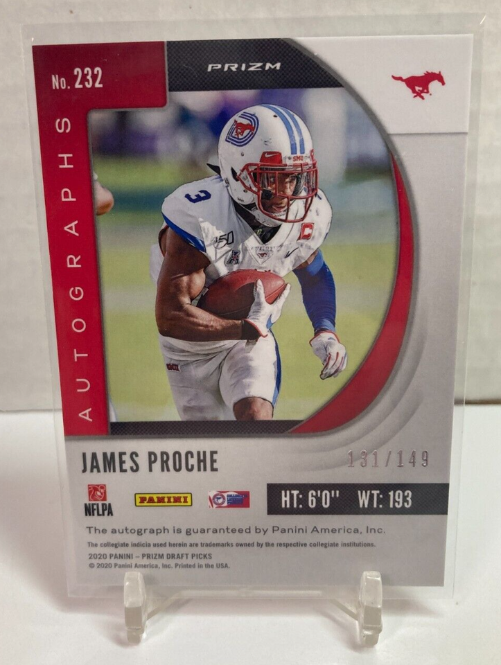 JAMES PROCHE 2020 PANINI PRIZM DRAFT PICKS /149 Neon Orange Auto RC ...