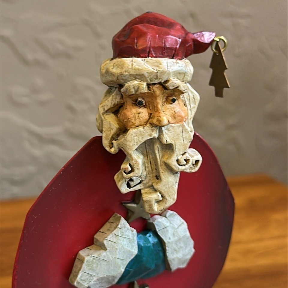 Russ metal and carved vintage Santa Claus the Christmas sampler number ...