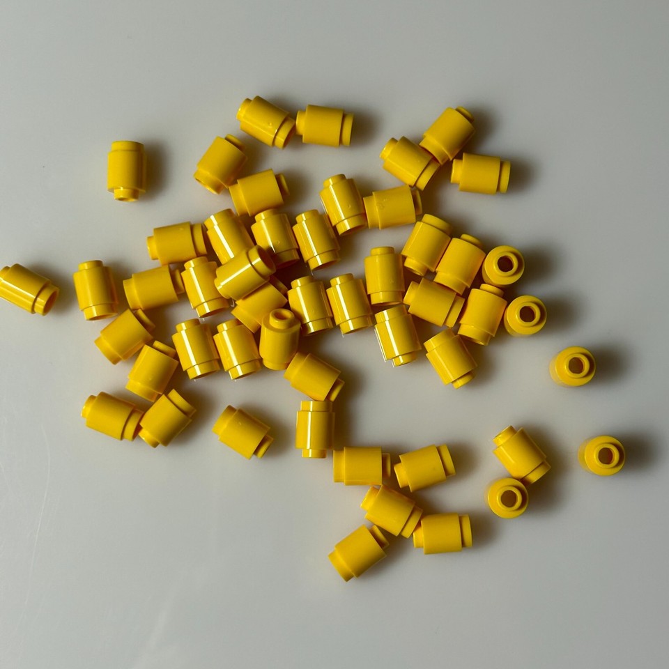 50 per lot NEW LEGO Bright Yellow 1x1 Round Brick (3062/306224) tube ...