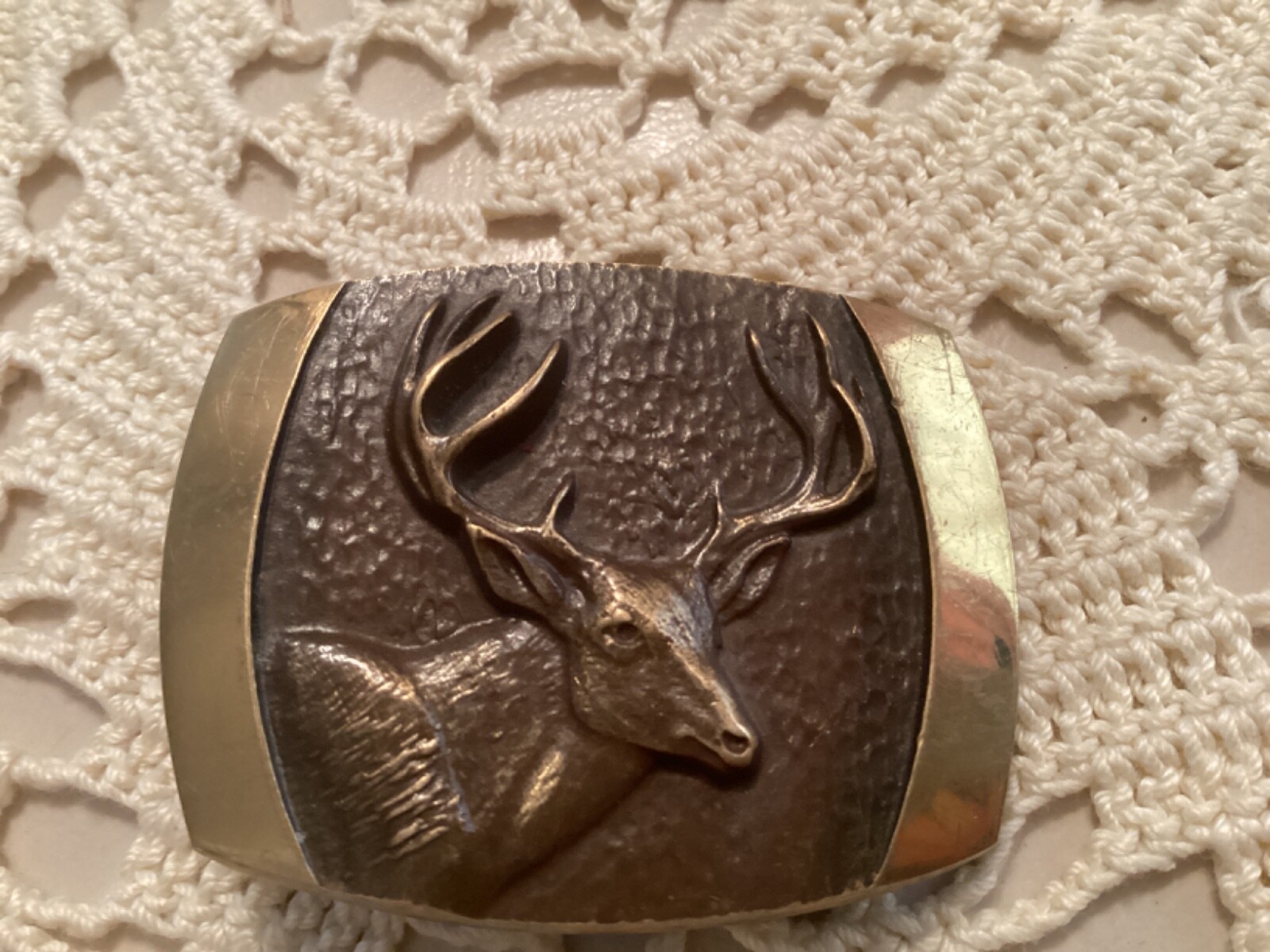 1984 Steven L. Knight Bronze Stag Belt Buckle USA - Gem