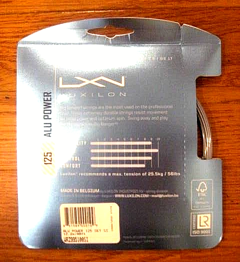 Luxilon 125 Alu Power Tennis Racquet String Gray 12m 40' Big Banger ...