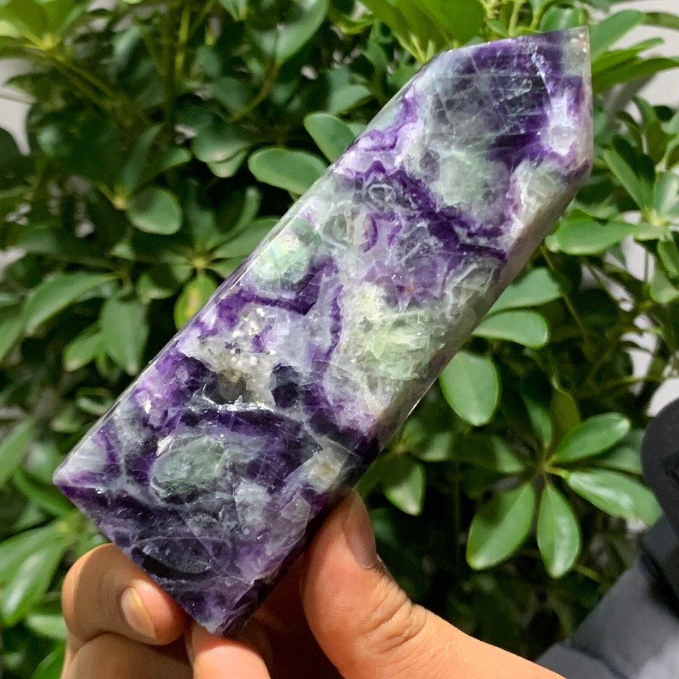 386G Natural colour Fluorite Crystal obelisk crystal wand healing stan ...