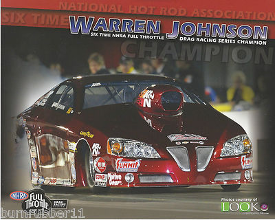 2012 WARREN JOHNSON "6 TIME PRO STOCK CHAMPION" NHRA HANDOUT / POSTCARD ...