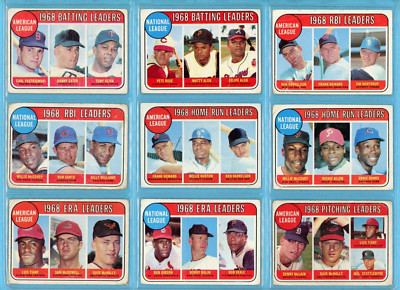 1969 Topps Complete Set of 12 1968 League Leader Baseball Cards Low ...
