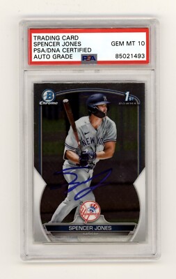 Spencer Jones 2023 Bowman Chrome 1st Rookie RC Signed PSA DNA 10 Auto ...