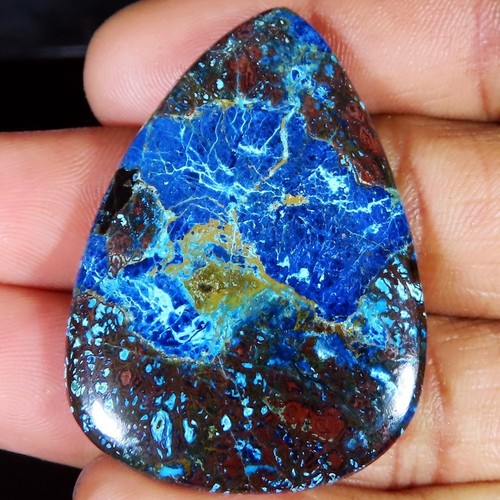 76.45 Cts 100% Natural Azurite Pear Cabochon azurite Gemstone 32x46x4 ...