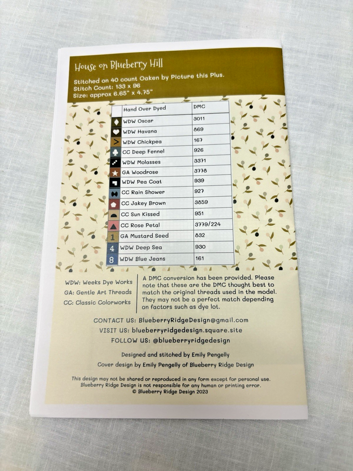 House on Blueberry Hill Cross Stitch Pattern by Blueberry Ridge Design | eBay