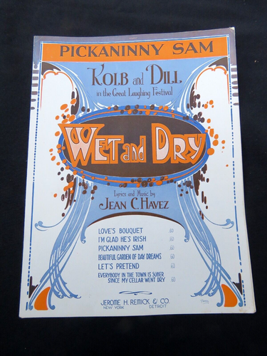 Pickaninny Sam Sheet Music from Wet and Dry Theatre Show 1920's | eBay