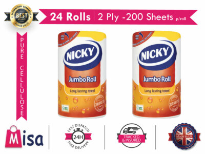 Nicky Jumbo Kitchen Towels 24 Rolls 200 Sheets Per Roll Strong ...