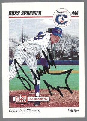 1992 Skybox Pre-Rookie AAA Baseball #57 Russ Springer IP autograph ...
