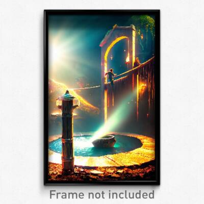 Pixel Art Poster - Angelic Watering Hole (8 Bit Psychedelic Video Game ...