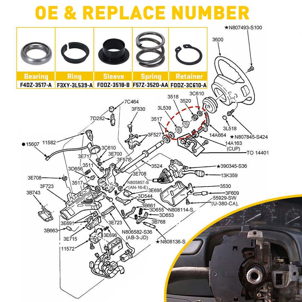 New Steering Column Upper Bearing Kit For Ford F150-F450 Mercury ...