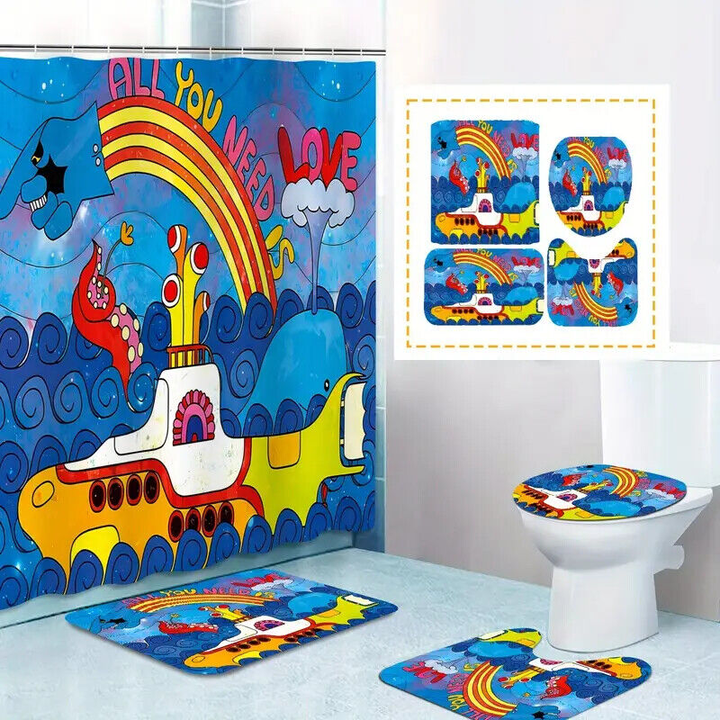 🎵🎹🎻 The Beatles Yellow Submarine Shower Curtain Bath Set Or Enamel