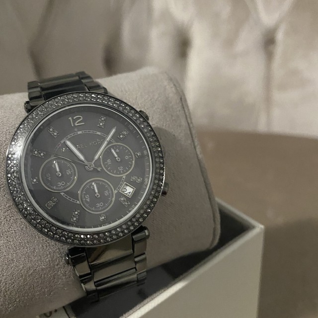 Michael Kors Parker Gunmetal Glitz Dial Chronograph Women's Watch ...