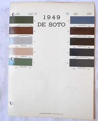 1949 DESOTO ARCO COLOR PAINT CHIP CHART ALL MODELS ORIGINAL MOPAR | eBay