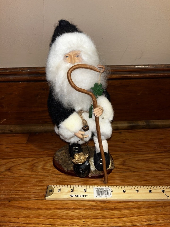 Irish Santa Figurine Holding Staff Blarney Lucky Charms Clovers ...