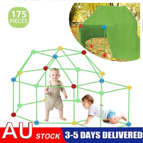 175PCS Building Your Own Den Kit Play Kid Construction Fort Tent Making ...