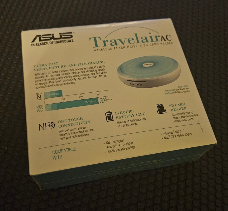 ASUS Travelair AC Dual-band Wi-Fi AC USB 2.0 32GB Wireless Drive FLASH ...