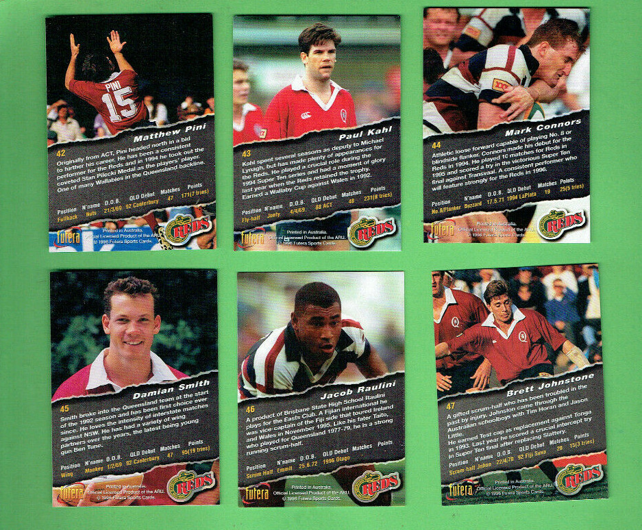 1996 QUEENSLAND REDS RUGBY UNION CARDS - 18 CARDS | eBay Australia