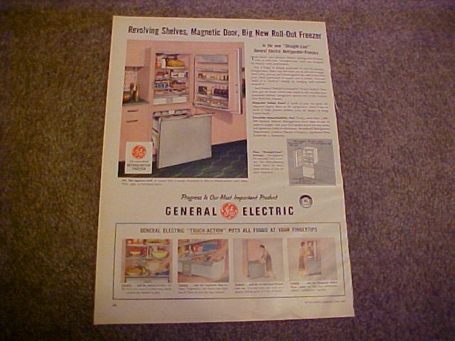 1957 GE Refrigerator w/Roll-Out Freezer--LARGE vintage '57 General ...