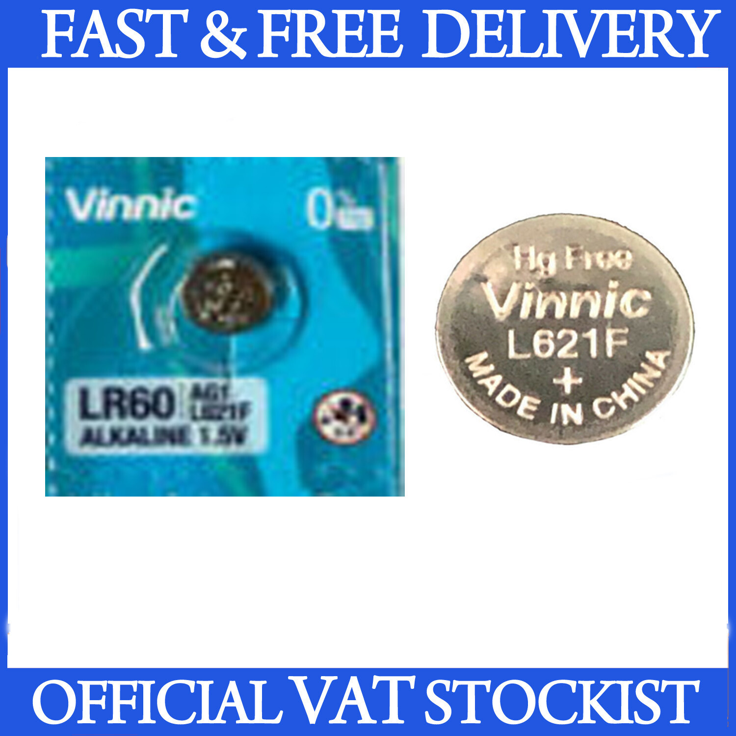 2 x Vinnic 364 LR60 Watch Battery AG1 L621F 1.5v Batteries LR60 164 621 ...
