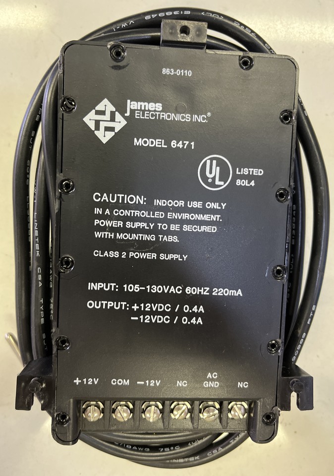 James Electronics Inc. 6471 Power Supply 105-130VAC 60Hz 220mA 12VDC | eBay